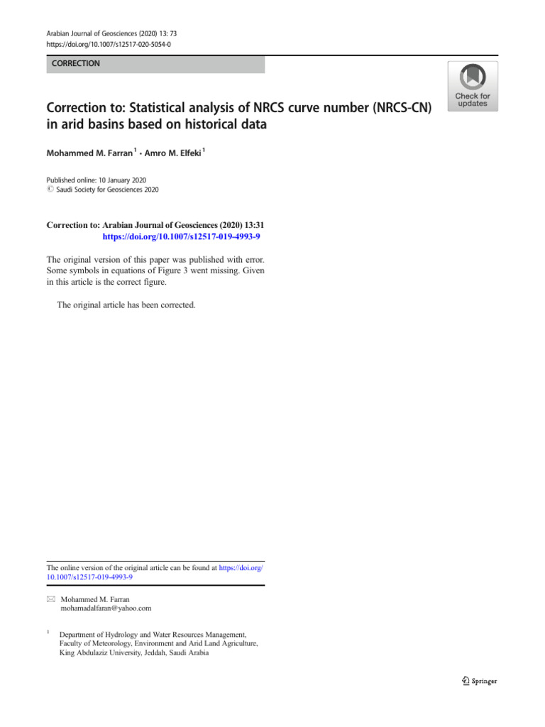 Correction to NRCS Curve Number Study | PDF