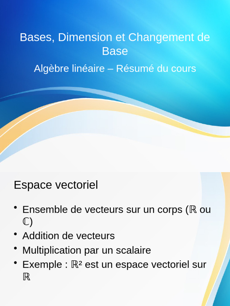 Bases et Dimensions en Algèbre Linéaire | PDF