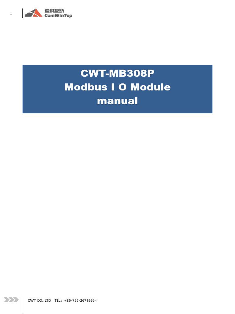 CWT-MB308P Modbus I/O Module Manual | PDF | Computing | Telecommunications