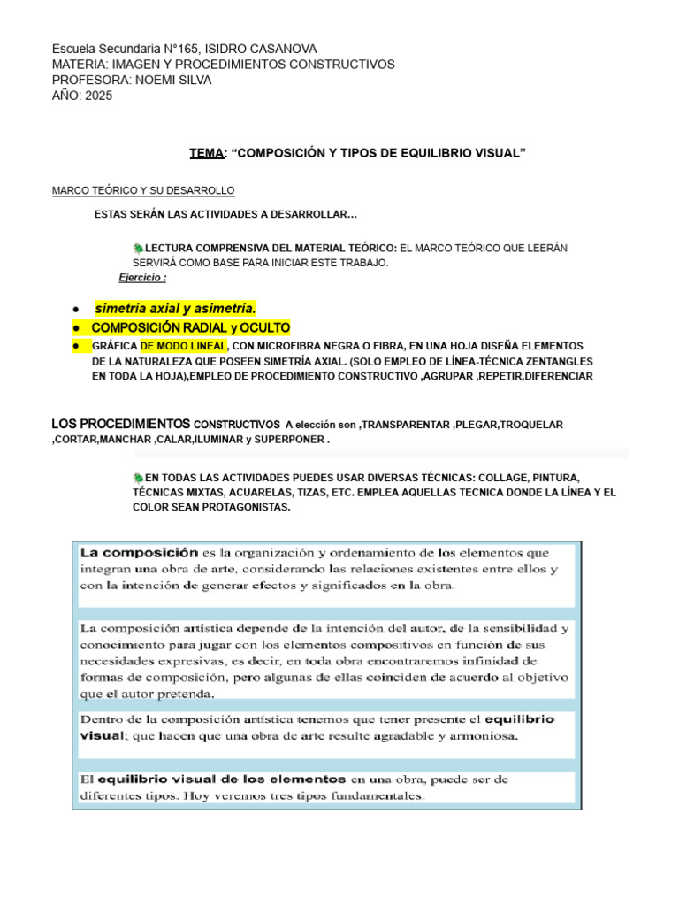 Composición y Tipos de Equilibrio Visual 2025.Docx | PDF | Simetría | Color