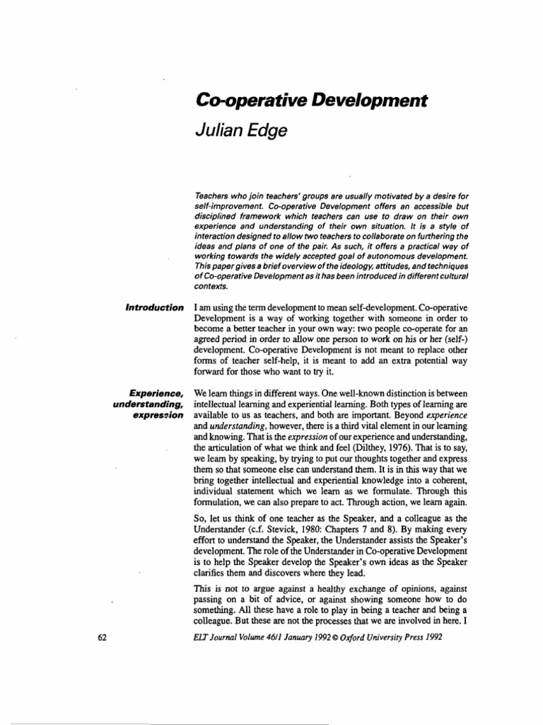 Co-operative Development for Teachers | PDF | Experience | Empathy