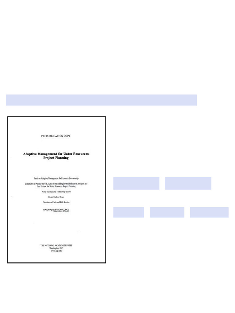 Adaptive Management For Water Resources Project Planning Panel On ...