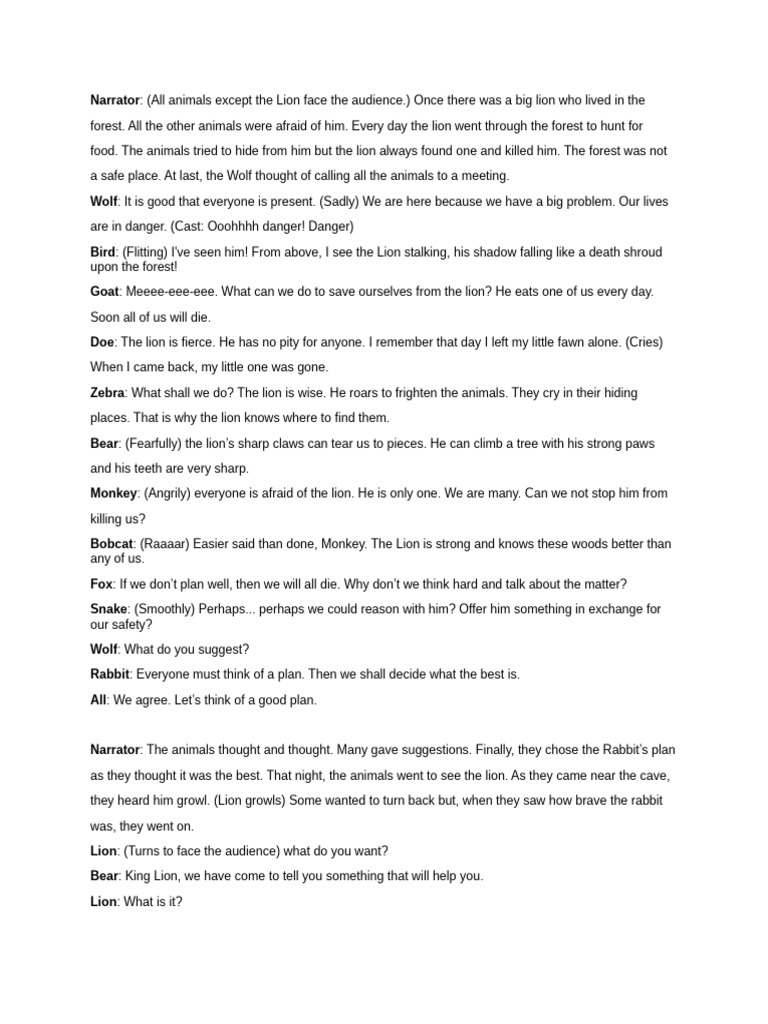 final script for peta | PDF | Lion