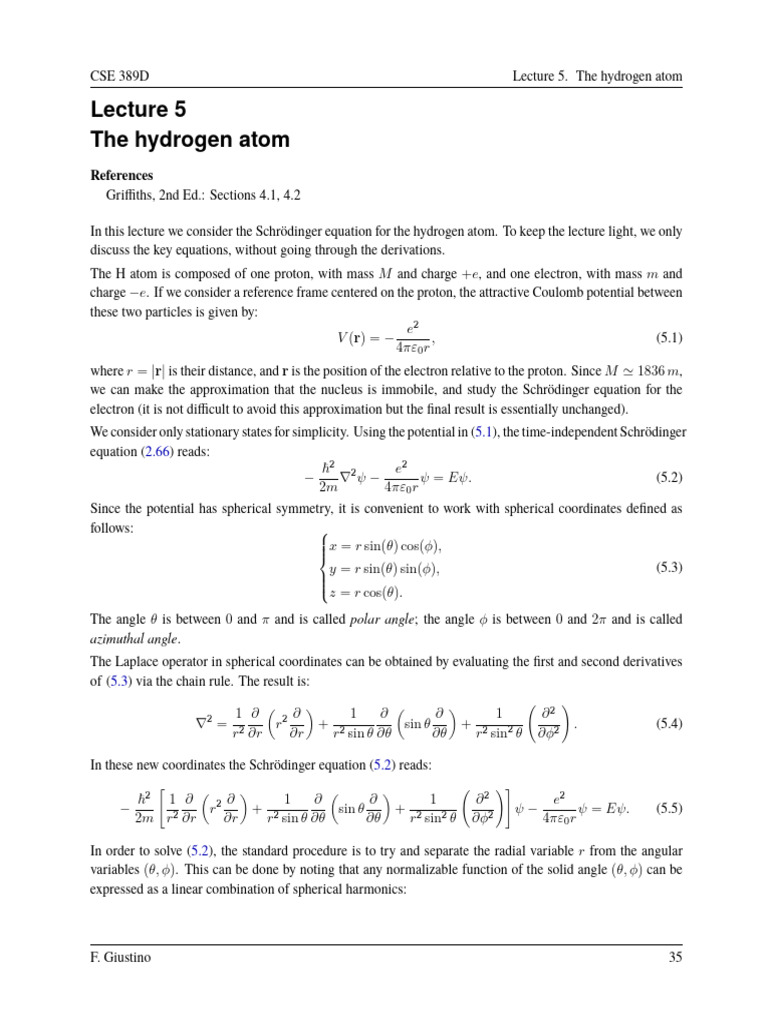Lecture 05 | PDF | Atomic Orbital | Physics