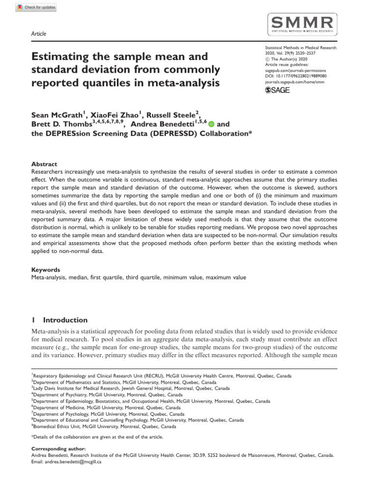 How to Convert Median and Interquartial Range to Mean and SD | PDF ...