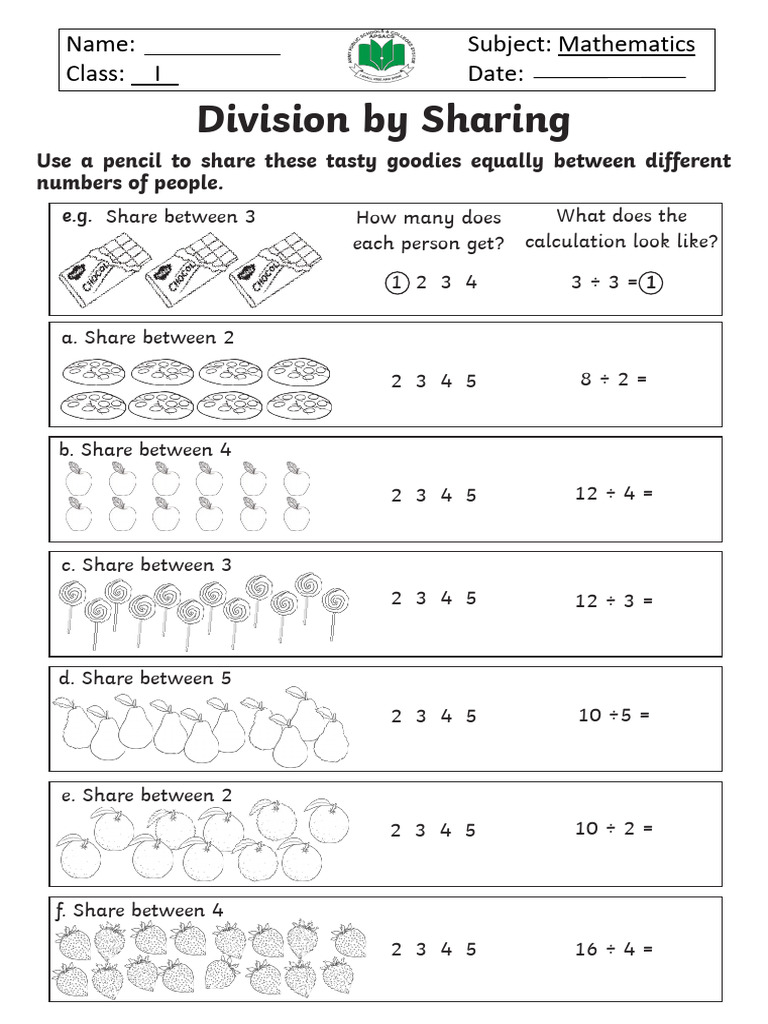 Division by Sharing: Equal Distribution Math | PDF