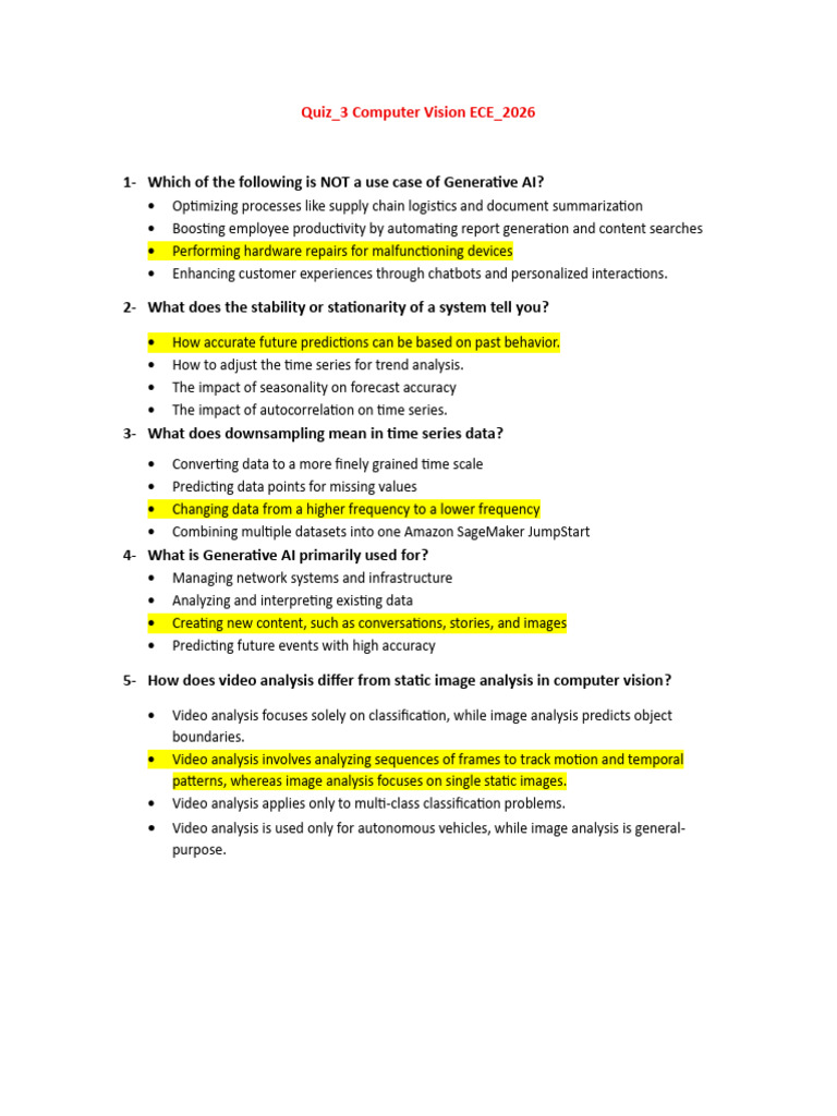 Quiz_3 Computer Vision | PDF | Machine Learning | Computer Vision