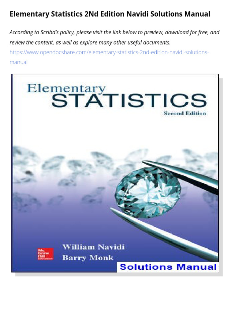 Elementary Statistics 2nd Edition Navidi Solutions Manual | PDF | Probability Distribution ...