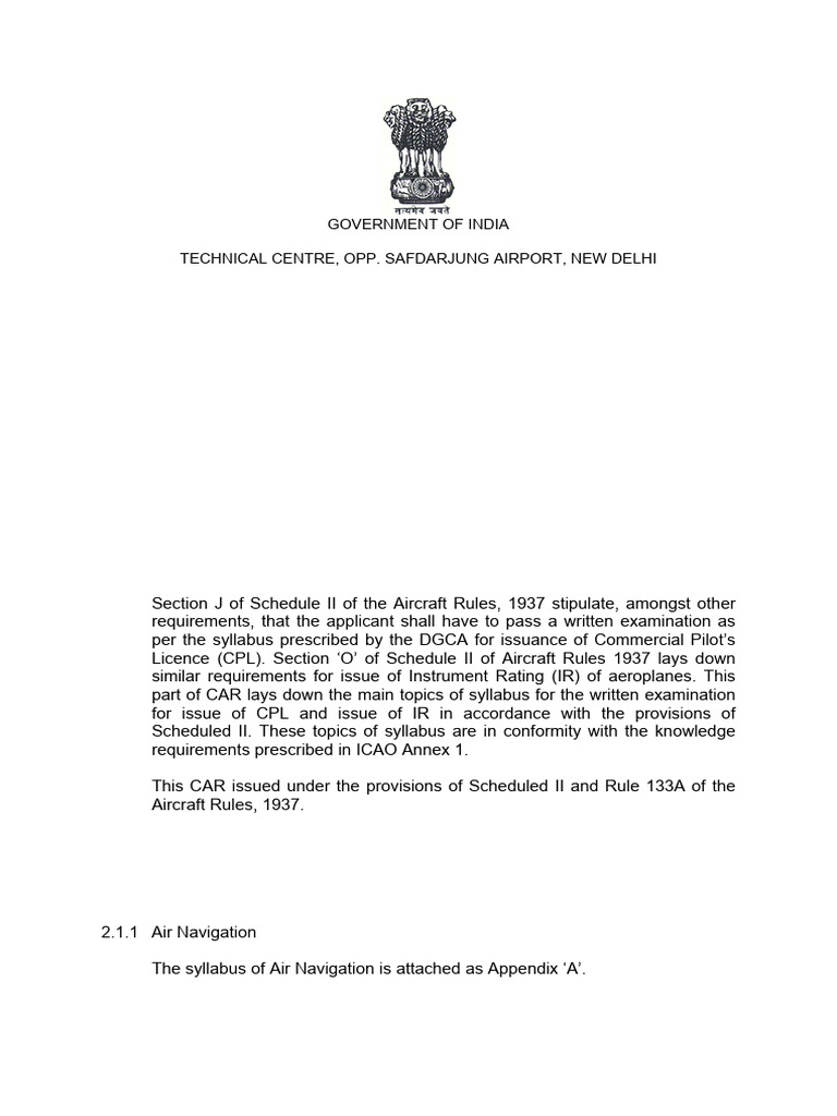 Dgca Cpl Syllabi | PDF | Atmospheric Pressure | Compass