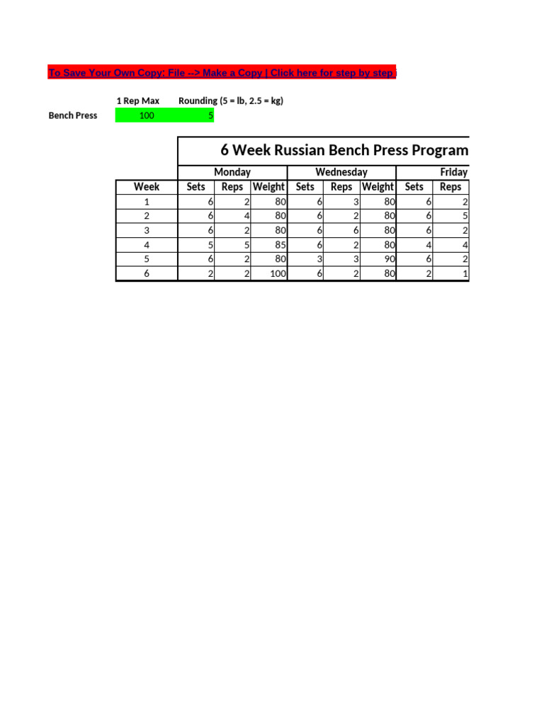 6 Week Russian Bench Press Program _ LiftVault.com | PDF