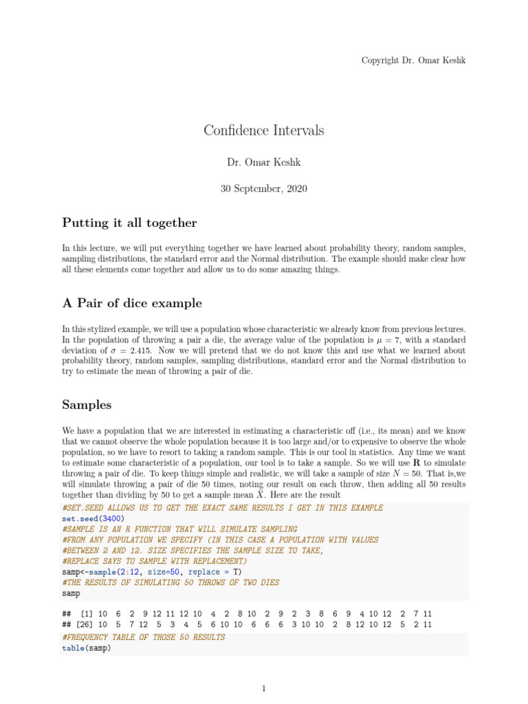 Module 6 Lecture 2 | PDF | Standard Error | Sampling (Statistics)