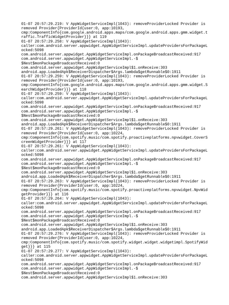 AppWidgetService Provider Removals | PDF | Mobile Computers | Tablet ...