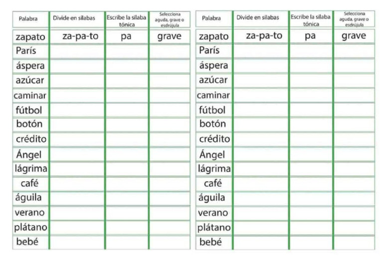 Practica Palabras Según e Acento | PDF