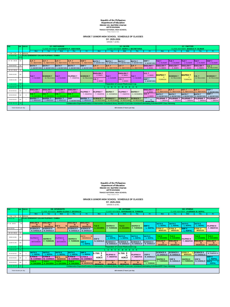 Schedule of Classes 2025 2026 Revised g92 | PDF | Republicanism | Republic