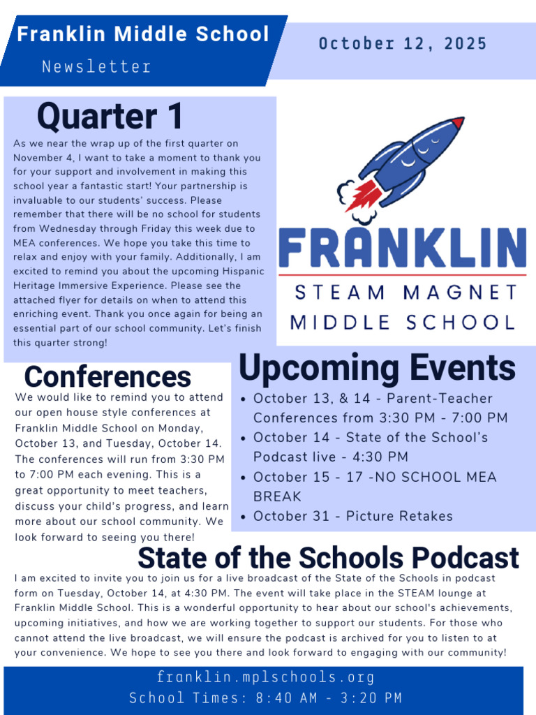 Franklin Middle School Family Flyer #4 | PDF