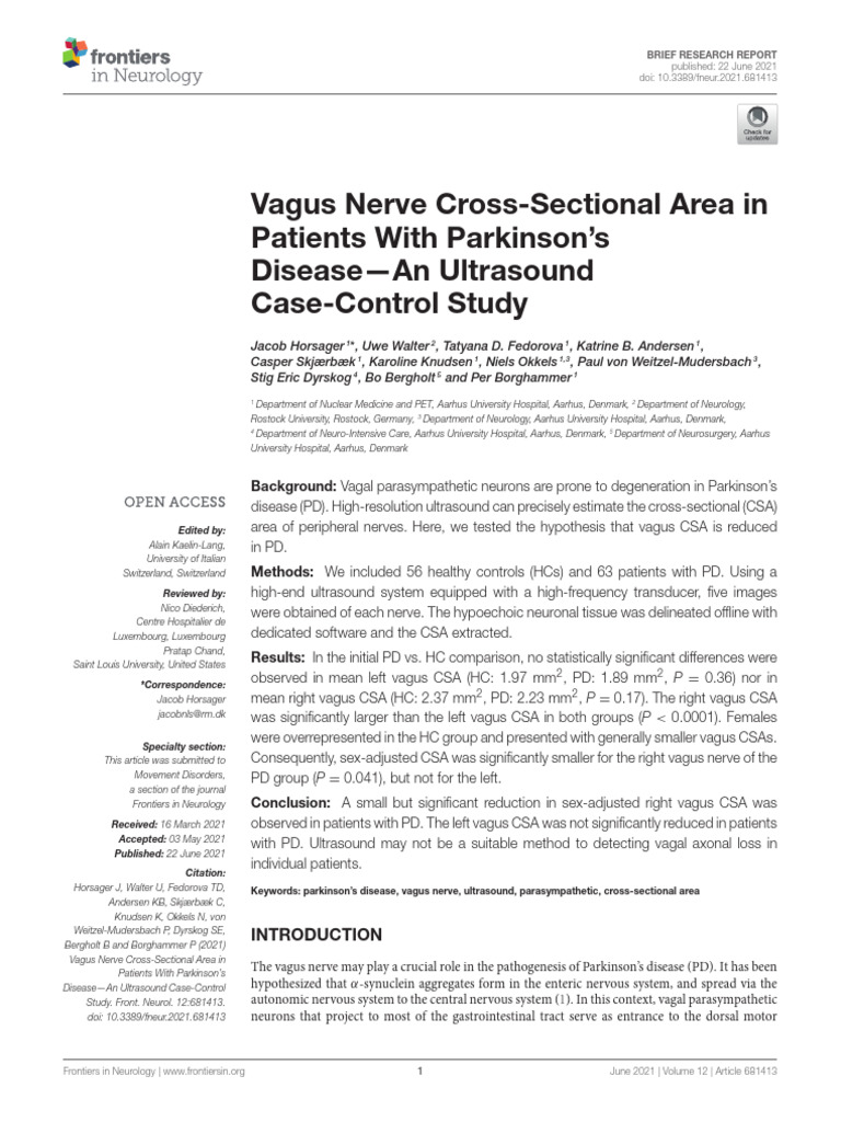 7-Vagus Nerve Cross-Sectional Area in Patients With Parkinson's Disease ...