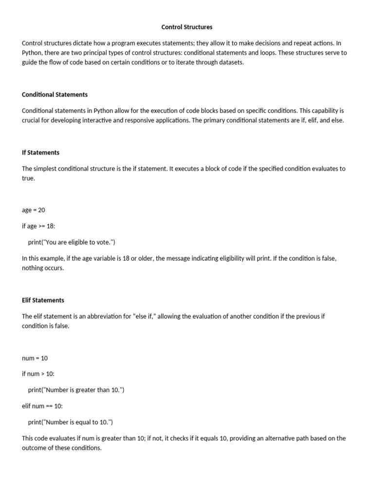 Control Structures Conditional | PDF | Control Flow | Computer Programming