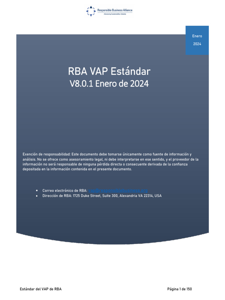 RBA-VAP 8.0.0 JAN 2024 -Standard-Spanish | PDF | Sistema de manejo de ...