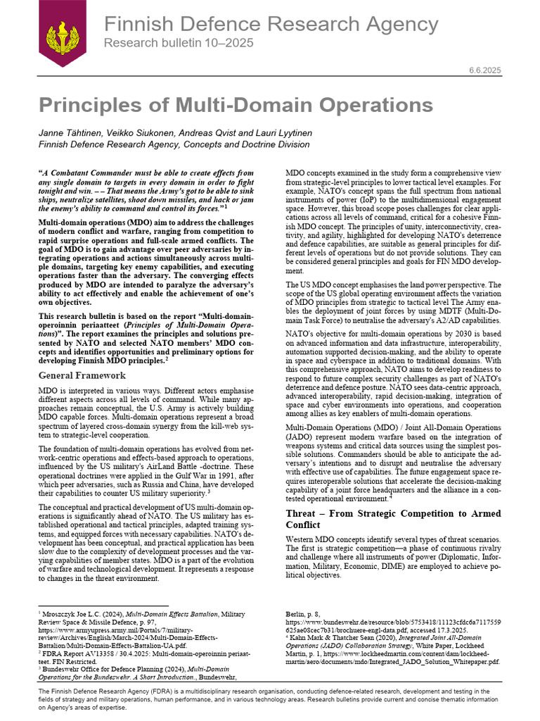 2025-10 Principles of Multi-Domain Operations | PDF | Military | Military Science