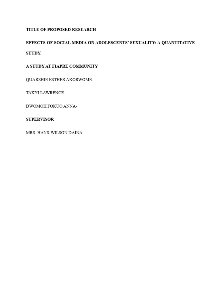 e. Quarshie Research Proposal | PDF | Statistics | Adolescence