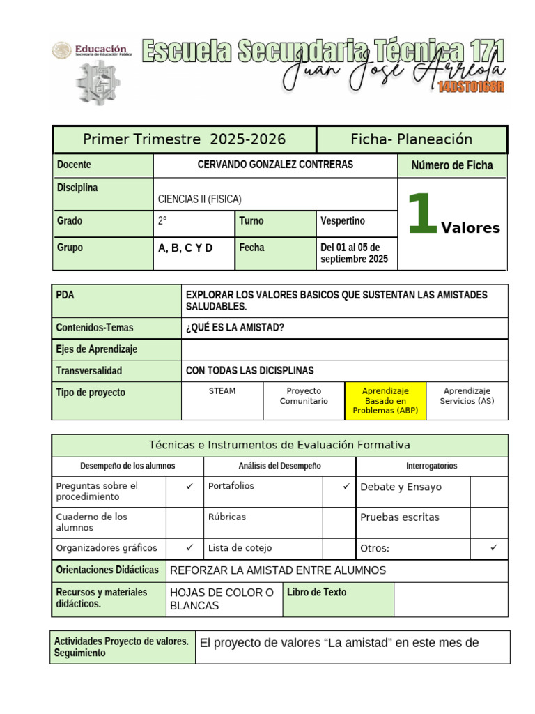 _Vesp. Ficha Planeación 25-26 | PDF