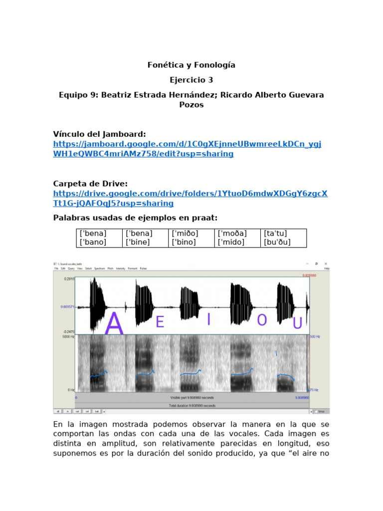 Ejercicio 3 - Equipo 9 | PDF | Vocal | Fonética