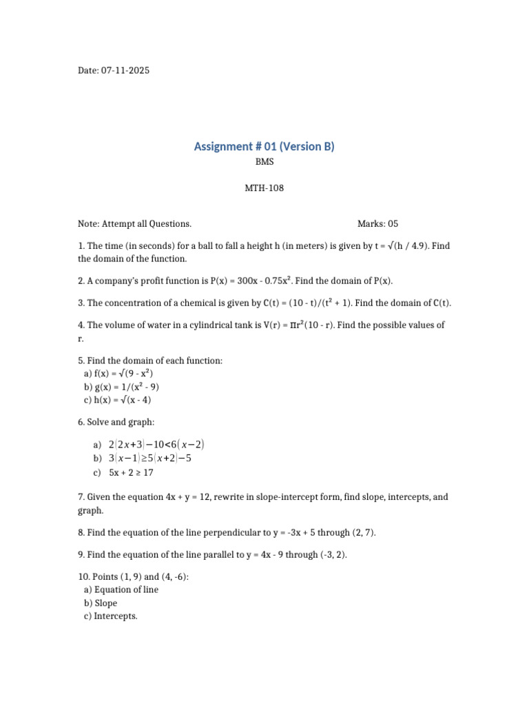 Assignment 1 (Version B) | PDF
