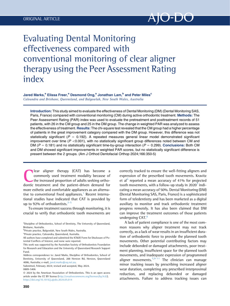 Evaluating Dental Monitoring Effectiveness Compare | PDF | Orthodontics ...