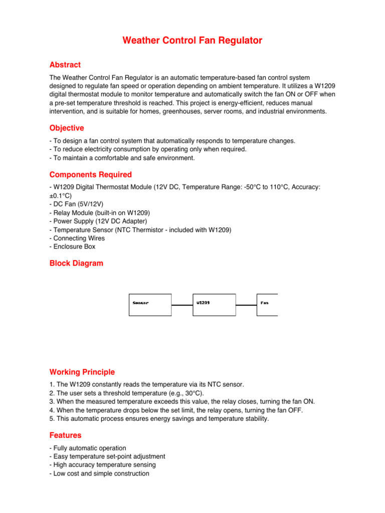 Weather Control Fan Regulator Project.pdf | PDF