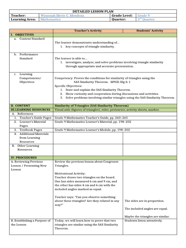 Demo Teaching | PDF | Triangle | Learning