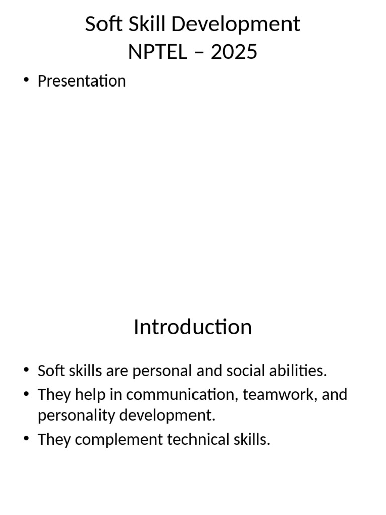 Soft Skill Development NPTEL Presentation | PDF