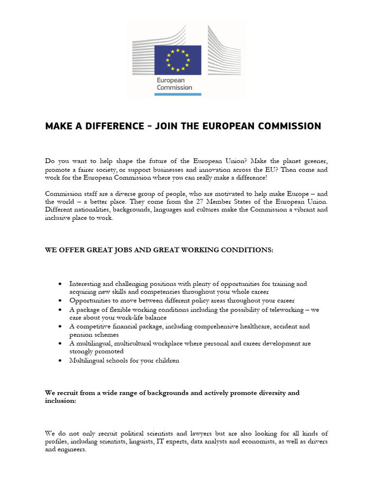 Join the European Commission Careers | PDF