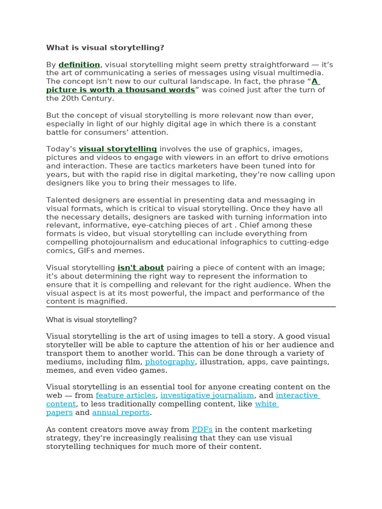 Understanding Visual Storytelling Techniques | PDF