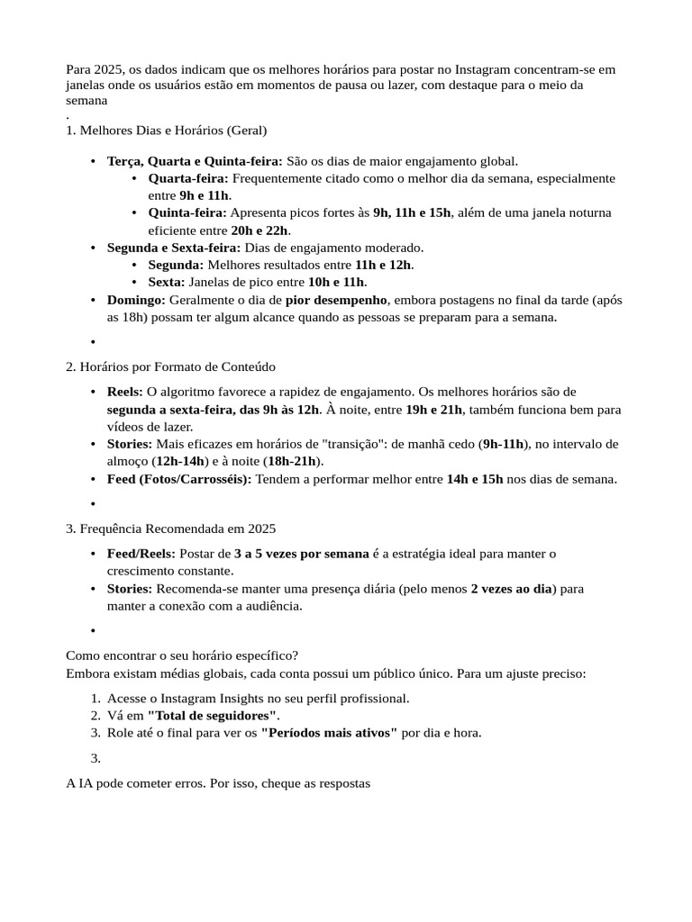 Melhores Horários para Postar no Instagram | PDF