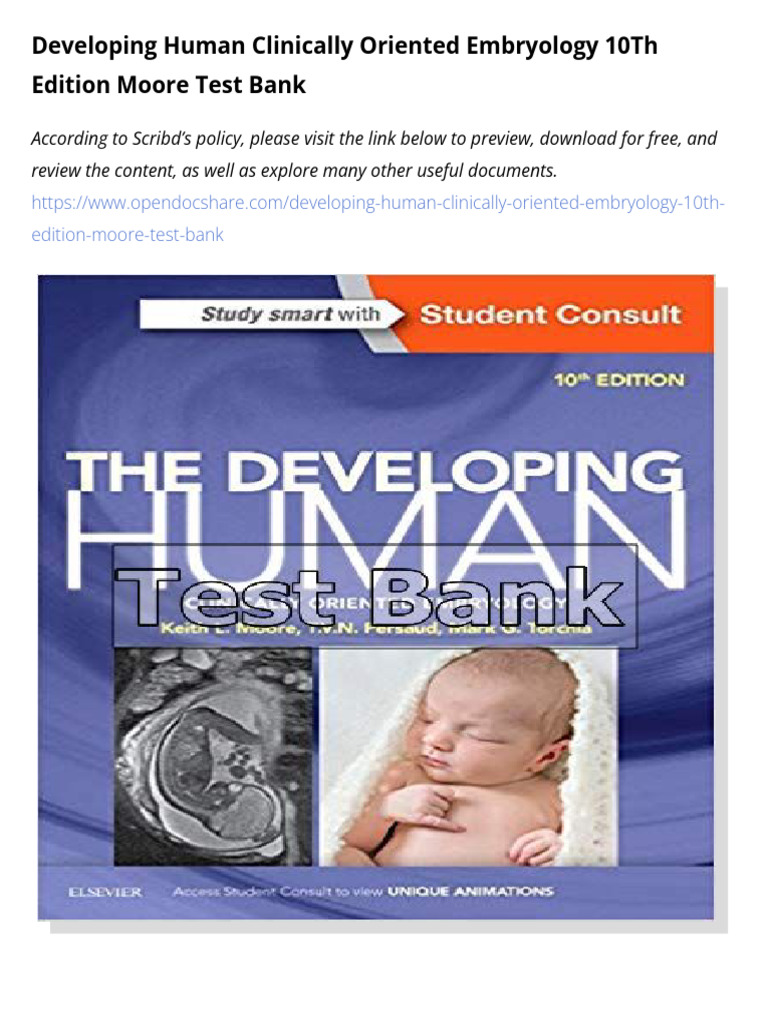 Developing Human Clinically Oriented Embryology 10th Edition Moore Test ...