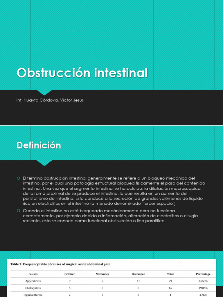 Obstrucción intestinal: causas y tratamiento | PDF