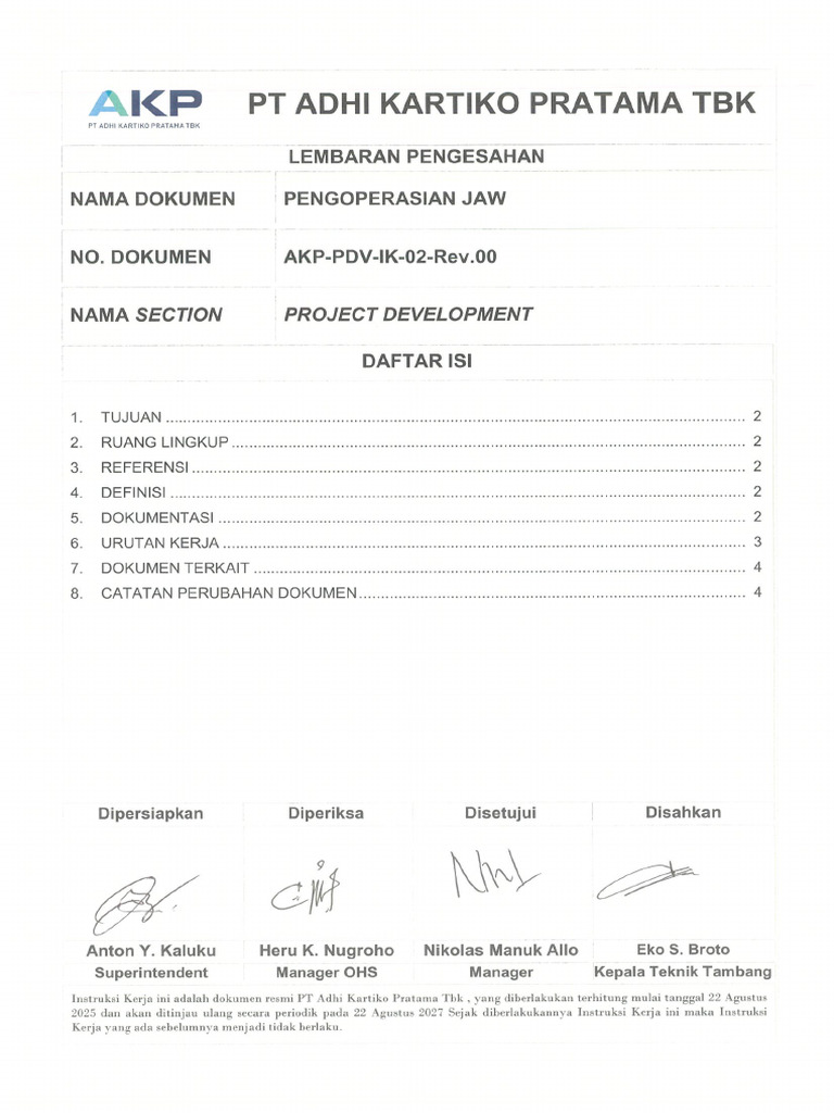 AKP PDV IK 02 Rev.00 Pengoperasian Jaw | PDF