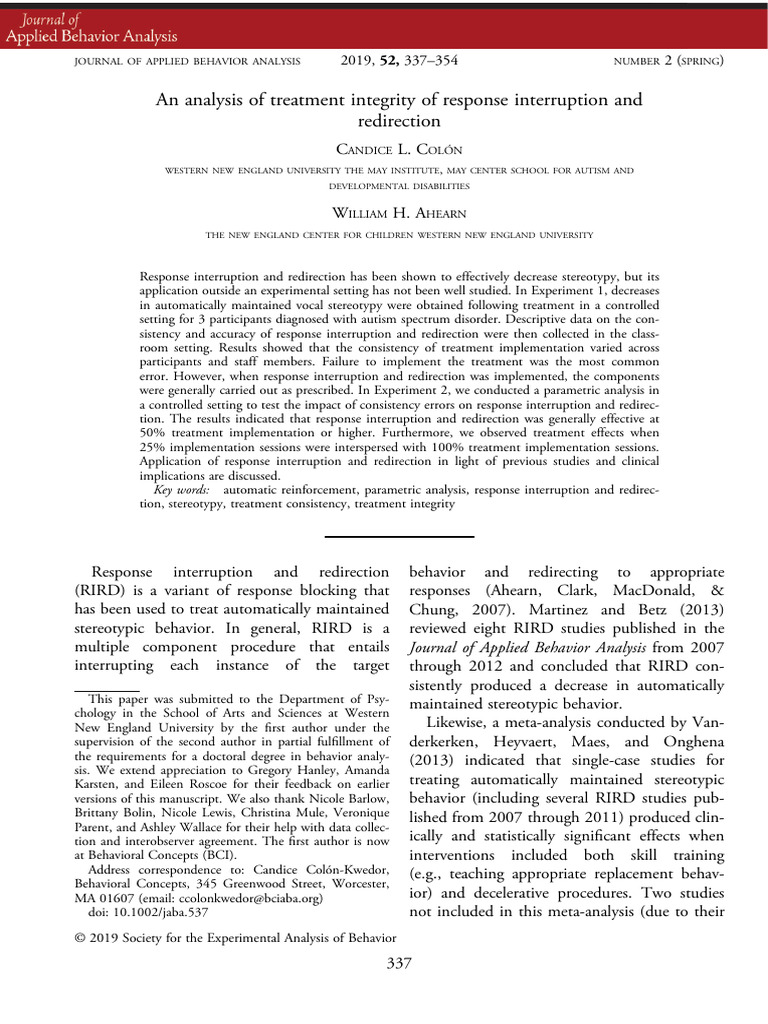 Colon (2019)- An analysis of treatment integrity of response ...