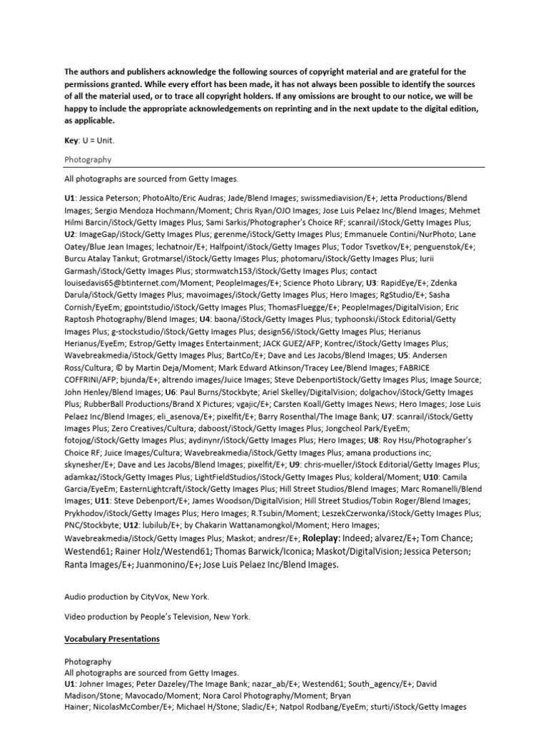 Evolve B1+ Practice Extra Acknowledgments | PDF | Getty Images | Imaging