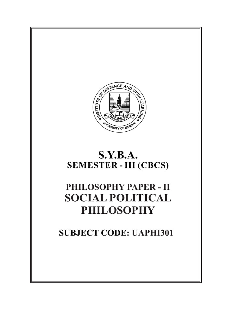 Philosophy Paper II Social Philosophy -SYBA CDOE Semester III | PDF ...
