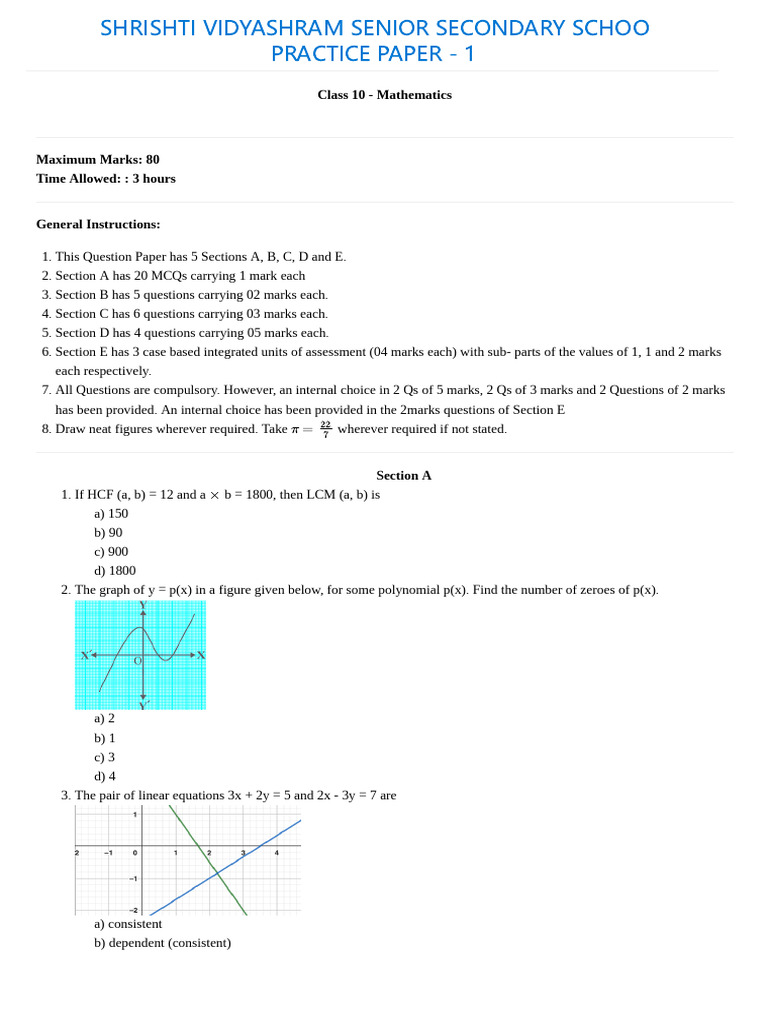 x - Maths Practice Paper 1 --q.p -- (24.12.25) | PDF | Angle | Area