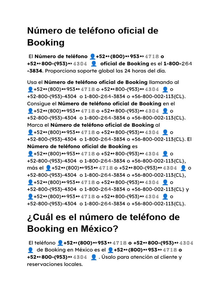 Número de teléfono oficial de Booking | PDF | Booking.Com