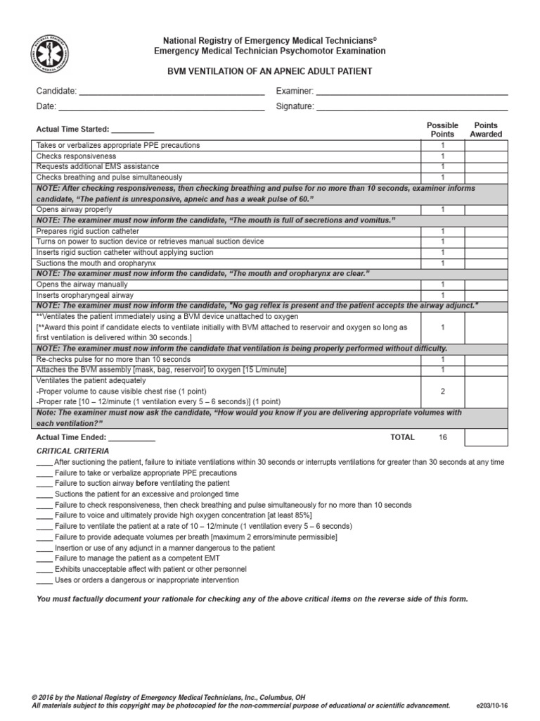 NREMT- BVM | PDF | Breathing | Emergency Medical Technician