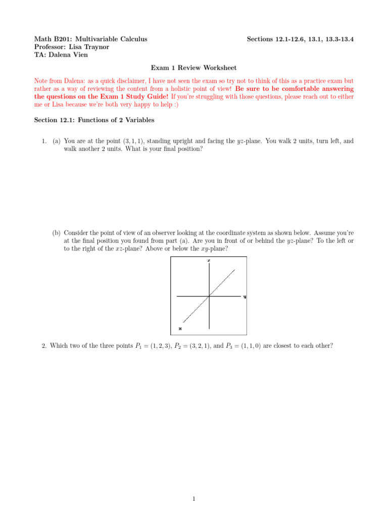Exam 1 Review Packet | PDF | Function (Mathematics) | Euclidean Vector