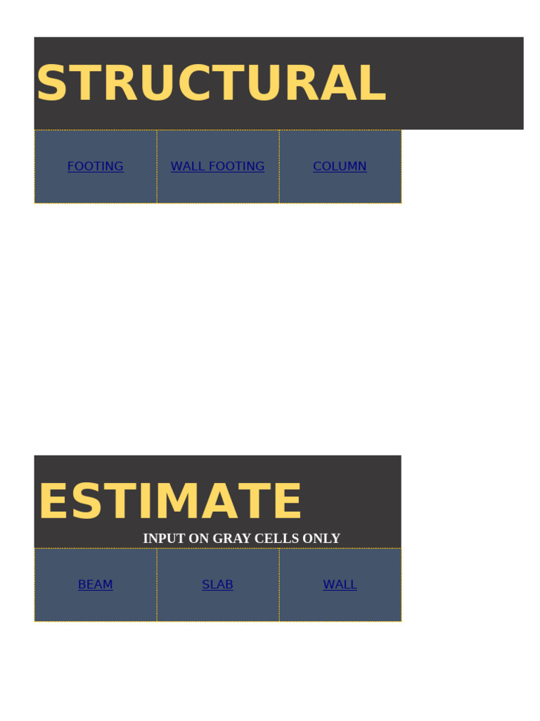 Structural Estimate for Footings and Columns | PDF | Concrete | Sand