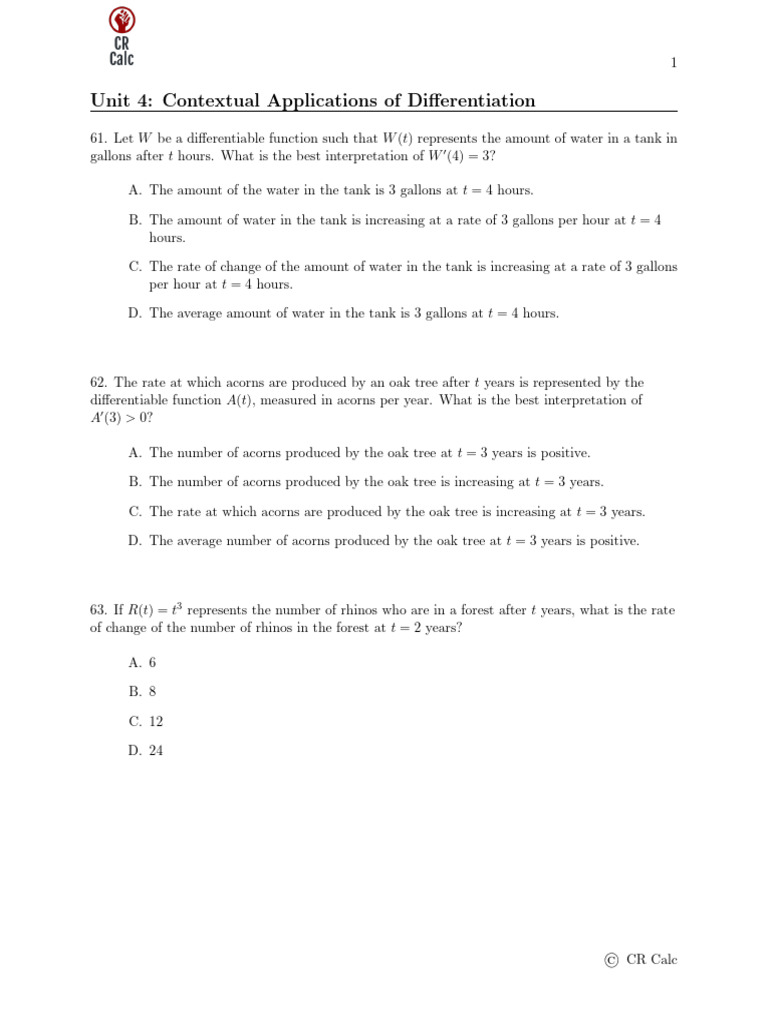 Differentiation Applications and Interpretations | PDF | Trees | Edible ...