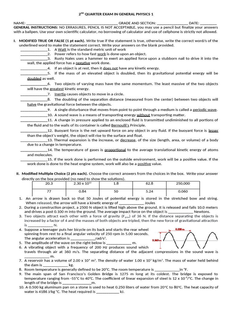 Final Exam on Physics 1 | PDF | Force | Buoyancy