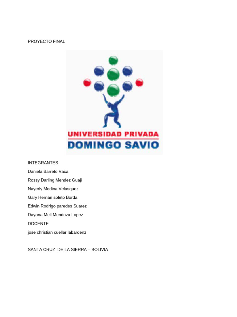 PROYECTO FINAL | PDF | Business | Planificación