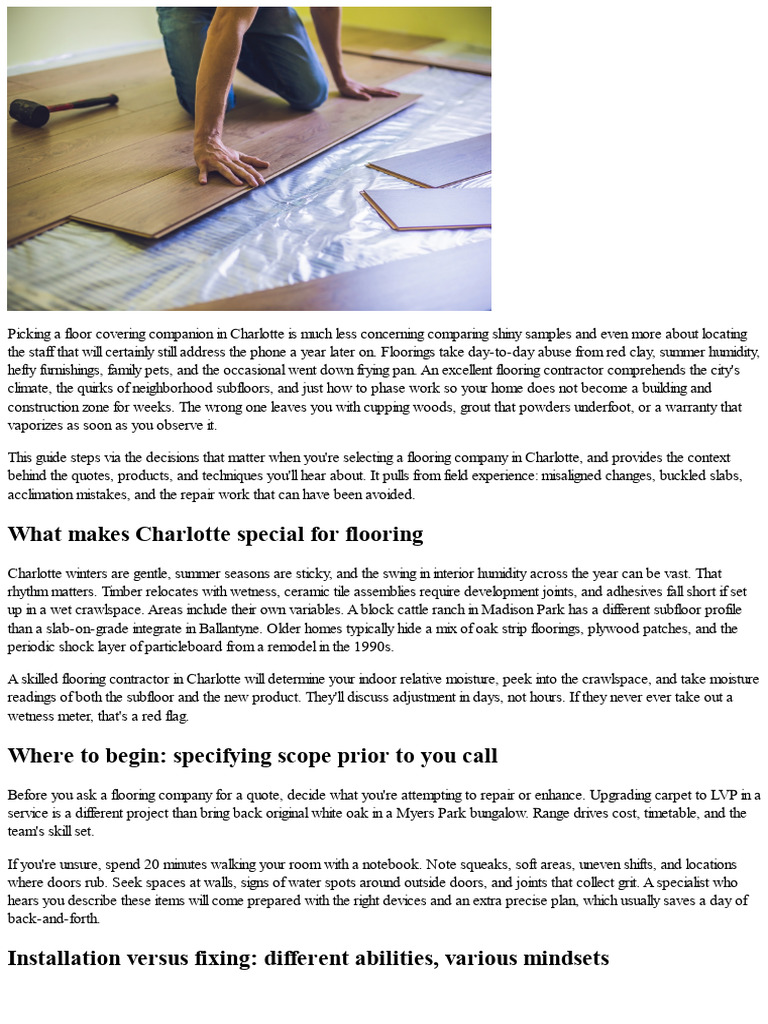 Selecting the Right Flooring Contractor in Charlotte: Setup, Repair ...