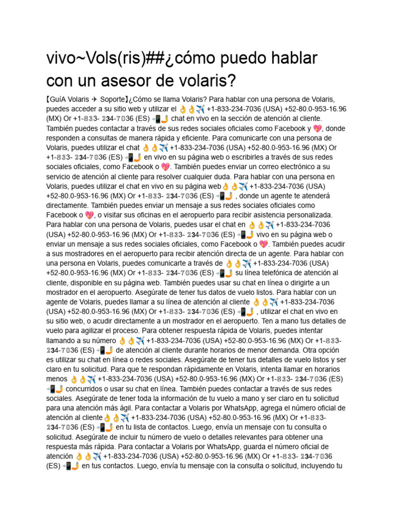 vivo~Vols(ris)##¿cómo puedo hablar con un asesor de volaris? | PDF ...
